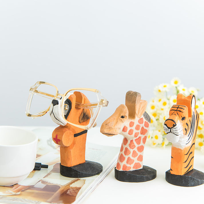Handcrafted Animal Wood Glasses Holder - Unique Eyewear Stand | Woodyb